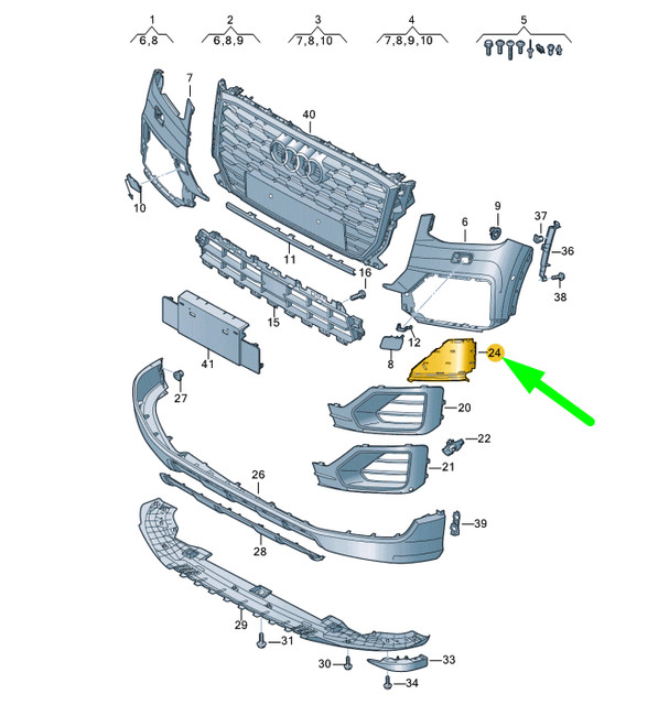 AUDI Q2 FRONT BUMPER LEFT END CAP 81A807151B9B9 ORIGINAL for sale ...