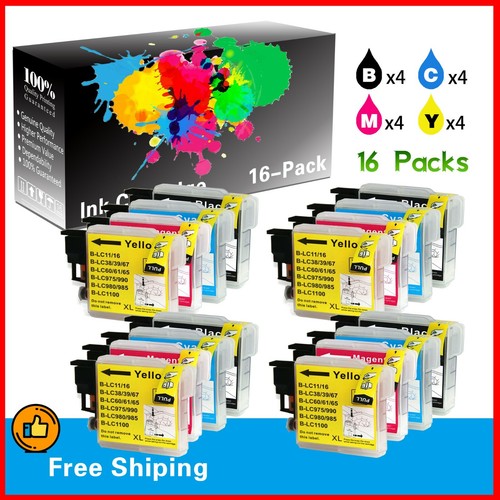 16 Pack LC61 XL LC61XL Ink Cartridge for Brother DCP-J125 J715W ...