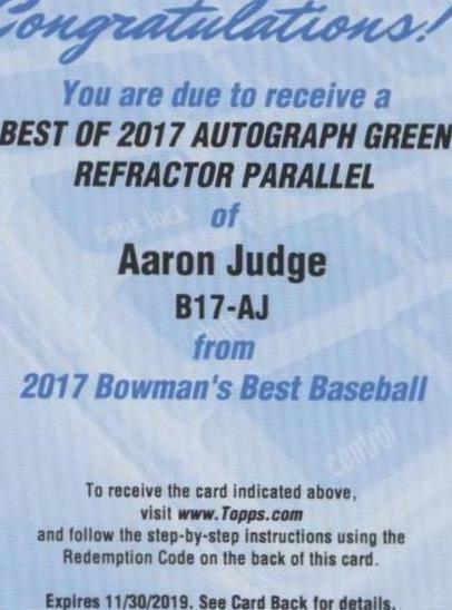 2017 Bowman's Best - Best of 2017 Autographs Aaron Judge #B17-AJ Green ...