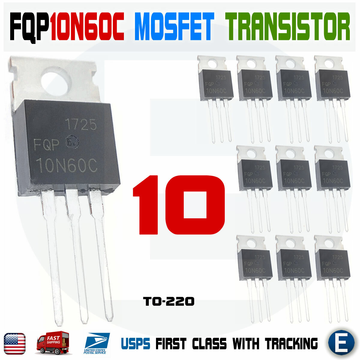 10pcs FQP10N60C TO-220 N-Channel MOSFET 10A 600V Transistor TO-220 ...