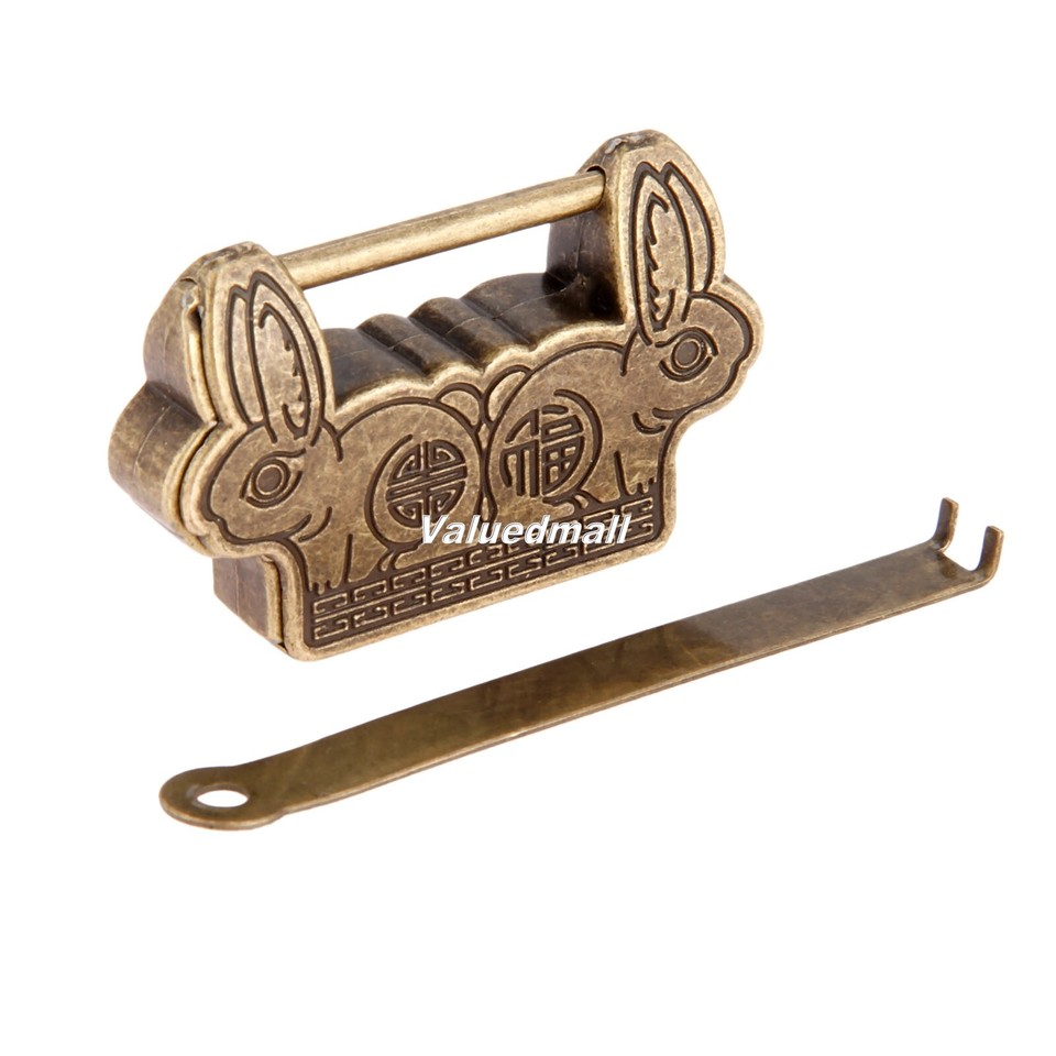 Home Retro Bronze Zinc Alloy Jewelry Gift Box Padlock Rabbit Design ...