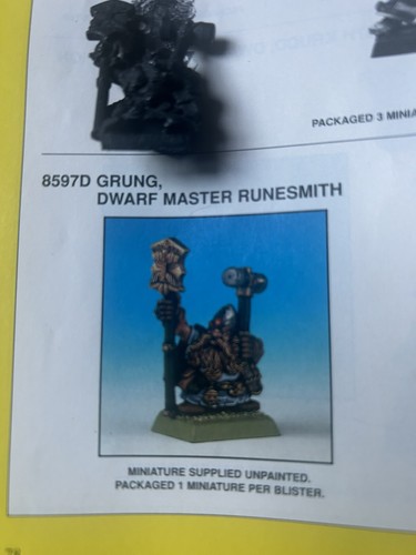 Warhammer Fantasy Dwarves DWARF RUNESMITH Metal OOP Loose Figure BD5412 ...