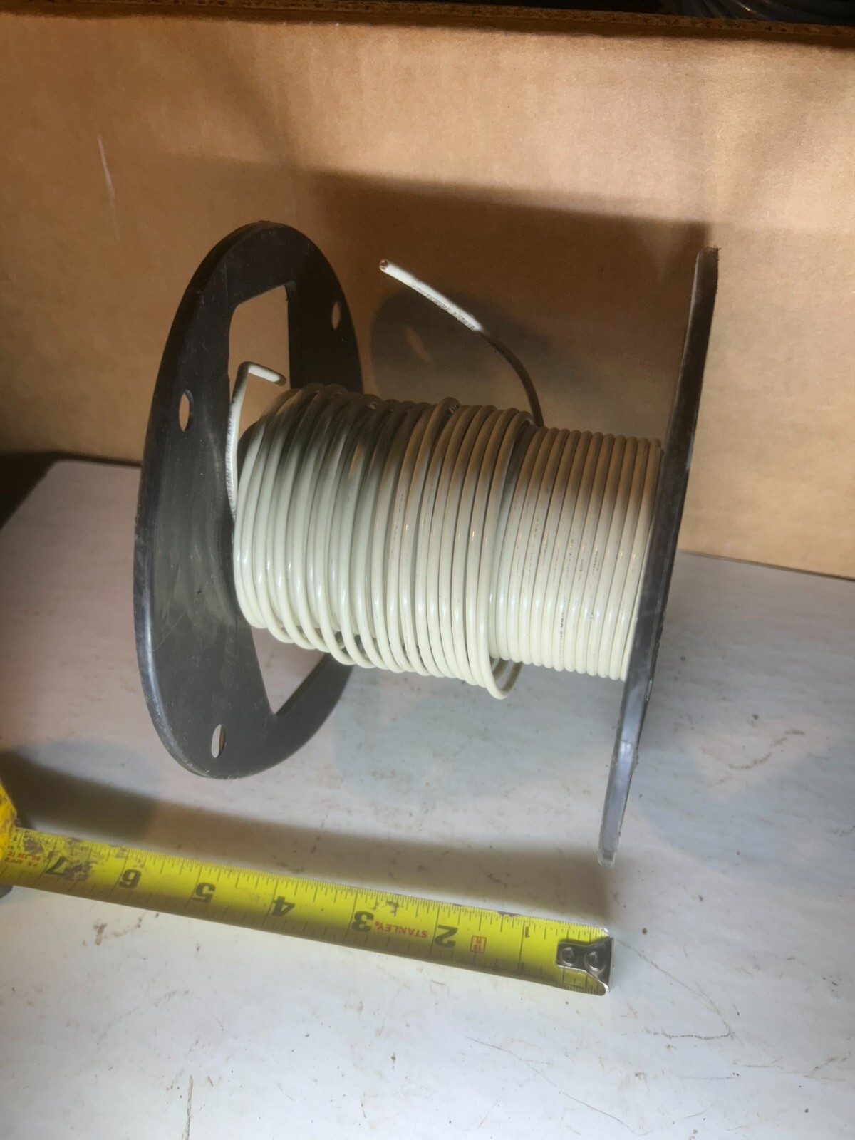 INCOMPLETE spool white electrical wire cable -plastic spool holder ...