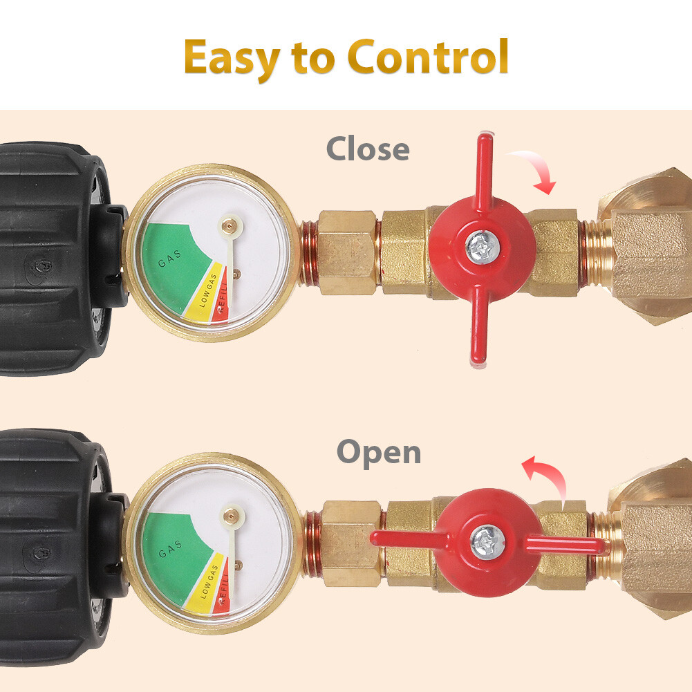 Propane Refill Adapter with Valve and Gauge Fill 1 Lb Bottles From 20 ...