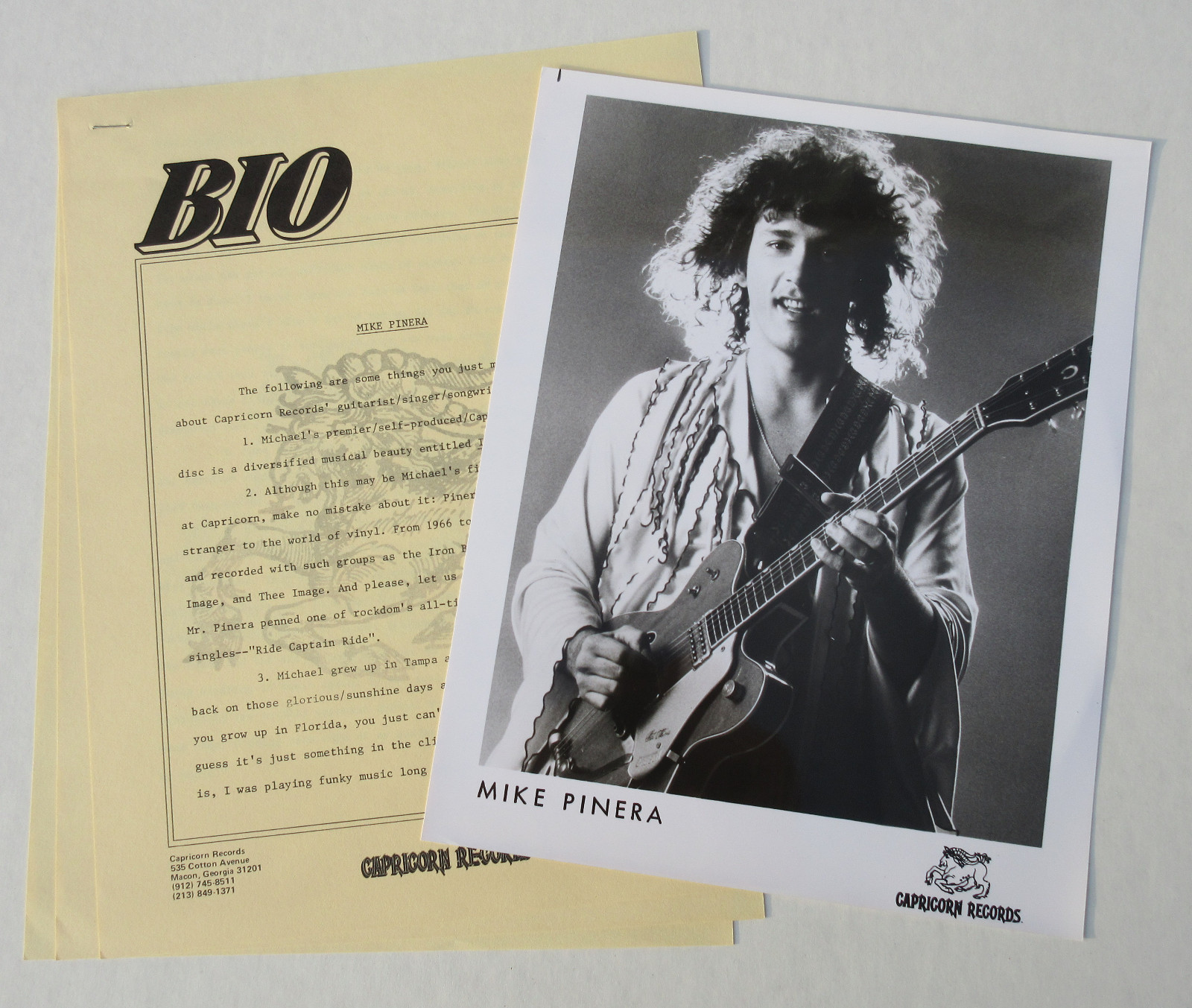 MIKE PINERA Isla 1977 US Promo PRESS KIT Blues Image IRON BUTTERFLY ...