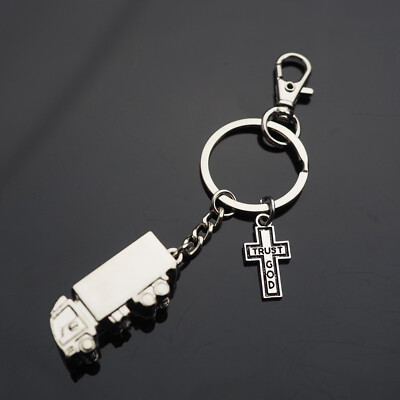 Semi Truck Keychain Lorry Car Key Ring Key Trust God Charm Gift Keyring ...