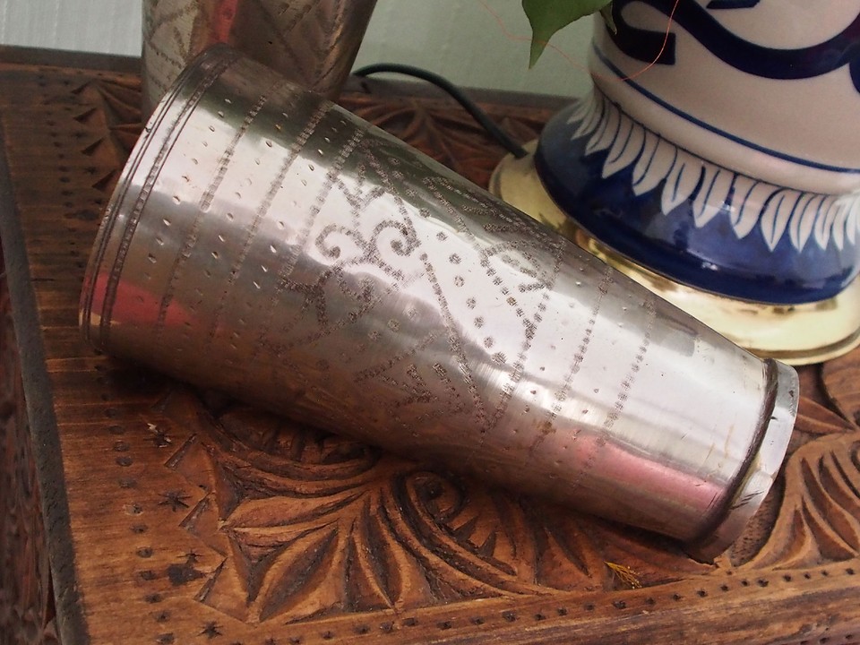 antik orient Afghan Messing Karawanen Lassi Becher Pilgerbecher ...