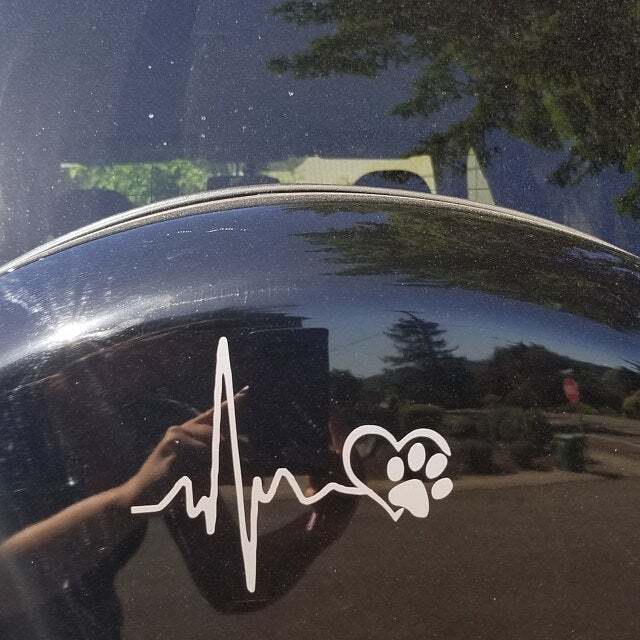 Lifeline Paw Print Sticker Vinyl Car Decal Heartbeat Cat Dog Heart Love ...