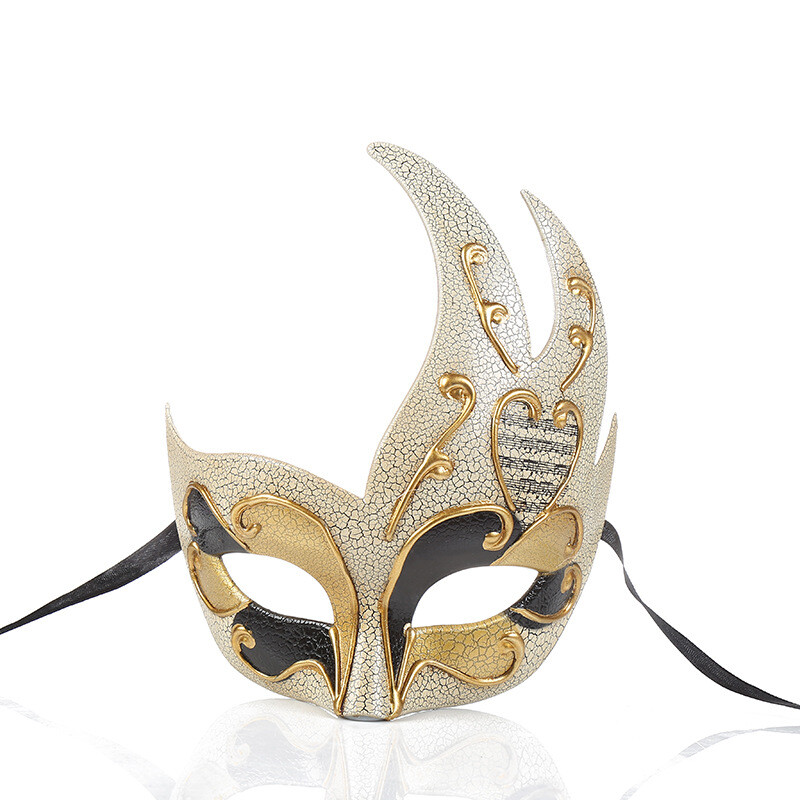 Half Face Venetian Flame Mask Men Masquerade Mardi Gras Fancy Dress ...