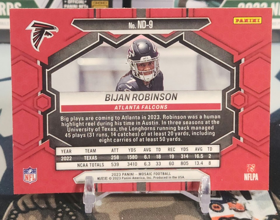2023 Mosaic Bijan Robinson Debut Rookie Card #ND9 Atlanta Falcons RC | eBay