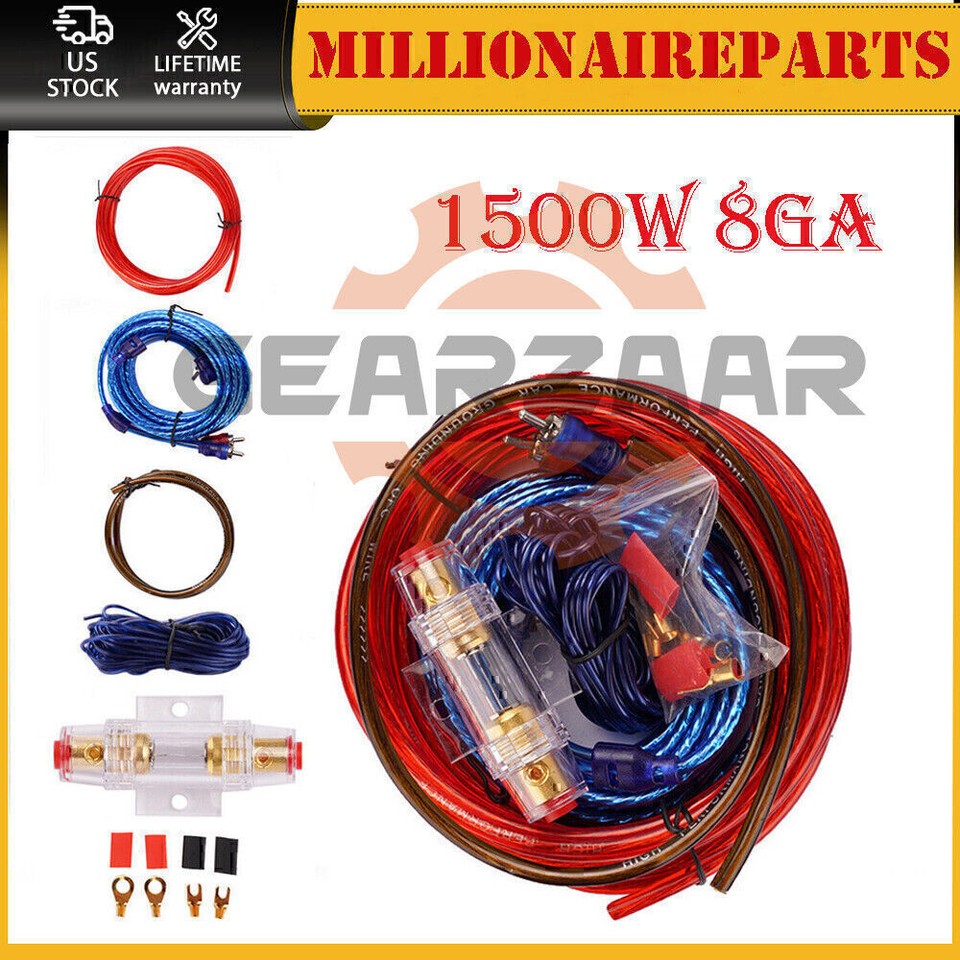 Car Audio Cable Kit 1500W Amp Amplifier Install RCA Subwoofer Sub ...