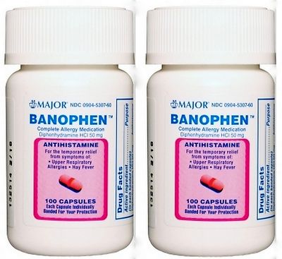 Diphenhydramine 50mg CAPSULES 100ct BANOPHEN Antihistamine ( 2 pack ...