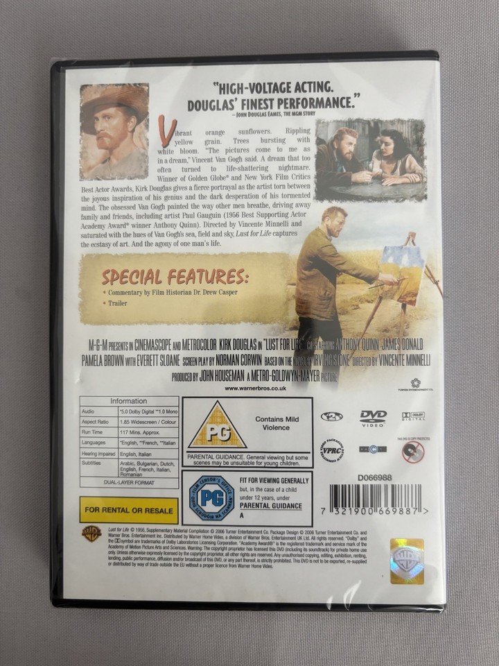 Lust For Life DVD Kirk Douglas Brand New & Factory Sealed UK Genuine ...