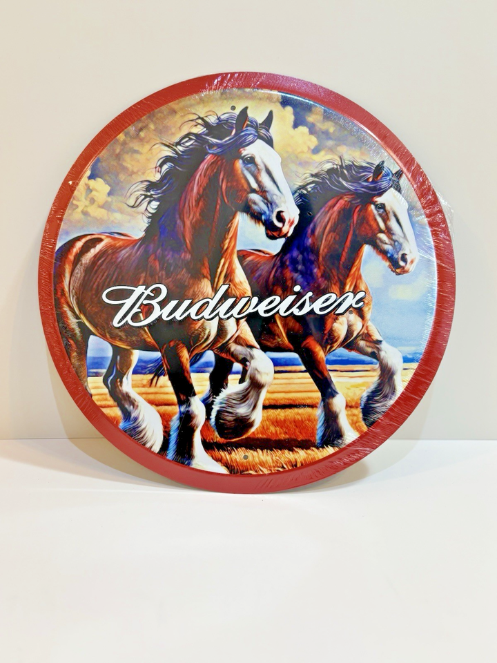 Budweiser Clydesdales 12" Embossed Metal Sign Bar Garage Man Cave Decor ...