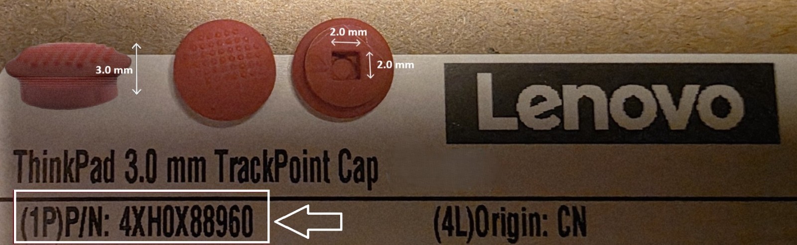 Lenovo TrackPoint Cap (1 piece) ThinkPad 3.0 mm, P/N 4XH0X88960 ...