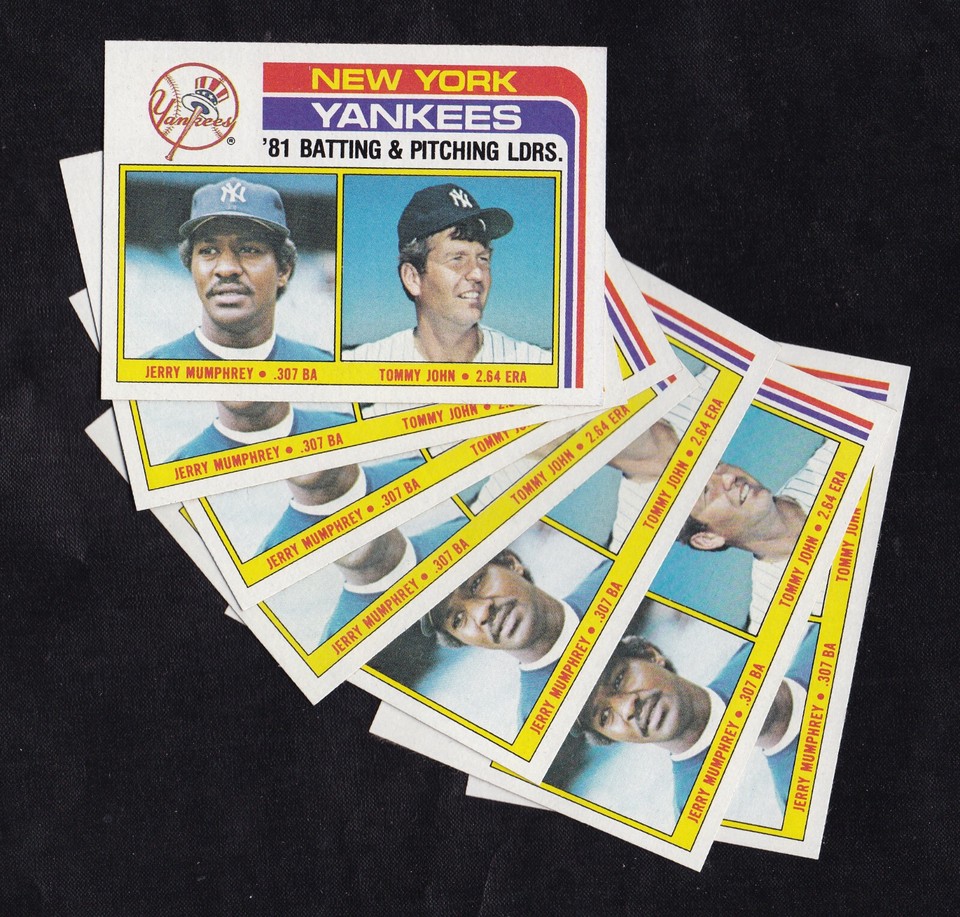 1982 TOPPS #486 New York Yankees Team Card W/ MUPHREY & T. JOHN NY ...