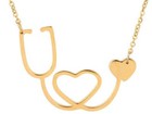 New Medical Doctor Nurse ER Stethoscope Heart Gold Charm Pendant Chain ...