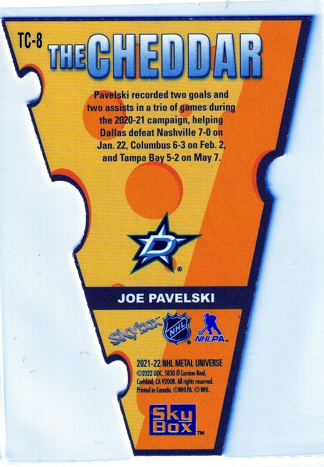 2021-22 Upper Deck Skybox Metal Universe THE CHEDDAR Joe Pavelski | eBay