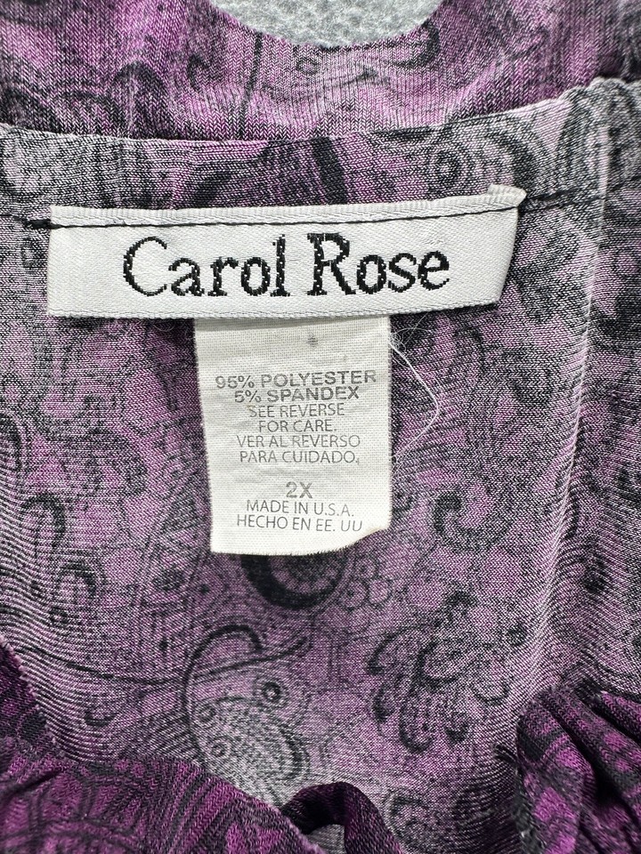 CAROL ROSE- Women's Purple Gray Ombre Floral Short Sleeve Blouse Size ...