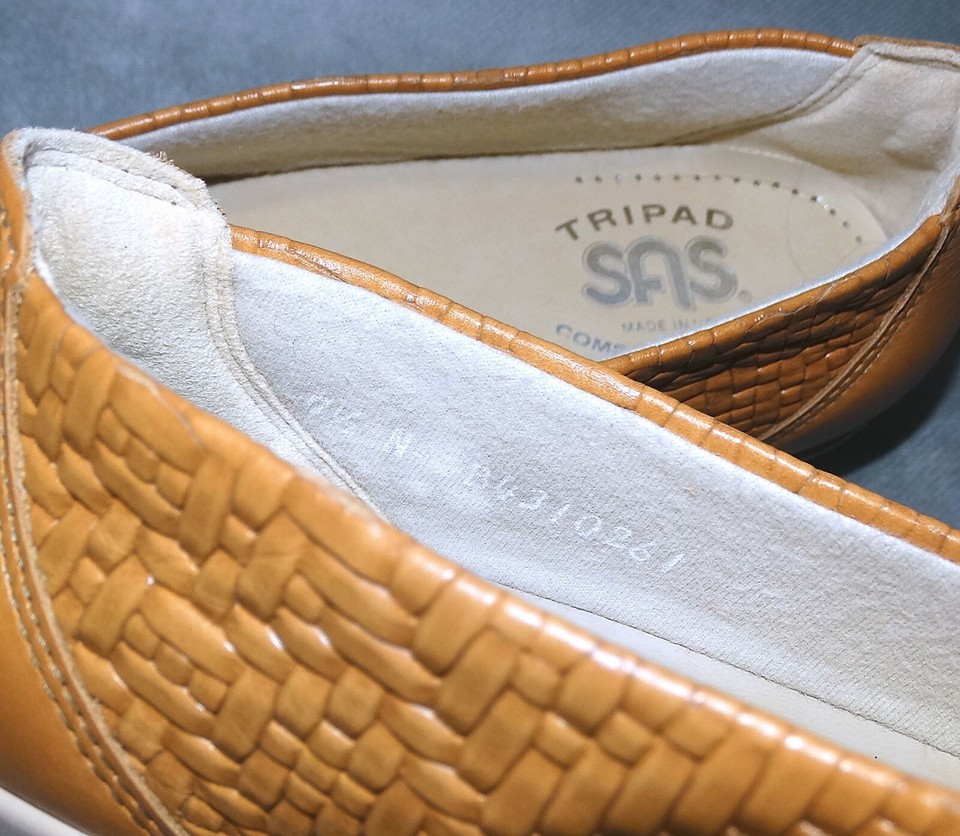 SAS SHOE WOMENS NEW 7.5 N MAUI WHEAT TAN EMBOSSED WOVEN VAMP LEATHER ...