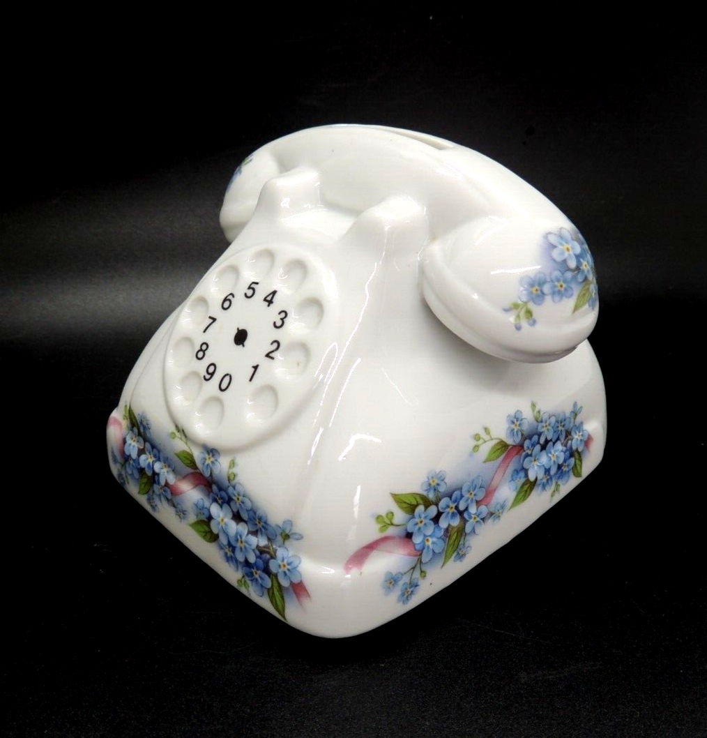 Vintage Reutter Porzellan West Germany Porcelain Rotary Phone Bank Blue ...