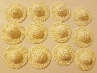 Lot of 12 VTG Natural Miniature Ivory 1-3/8" Woven Wicker Sun Hats ...