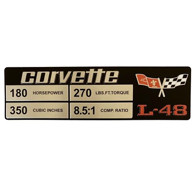 1976-1977 C3 Corvette L48 Engine Spec Data Plate Embossed Scratch ...
