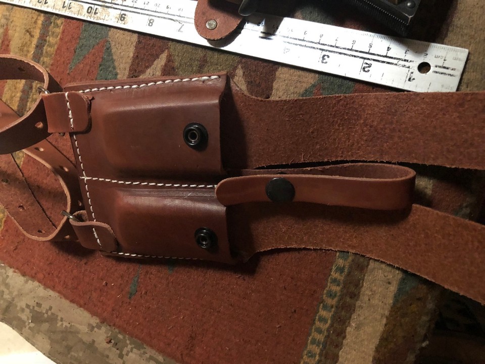 FITS Colt 45 Model 1911 Leather Shoulder Holster & Mag Pouch Horizontal ...
