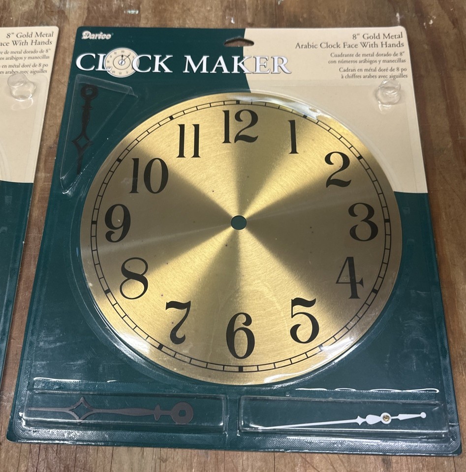 8” Replacement Gold Metal Clock Face Craft W/Hands 2Pcs Lot New Clock ...