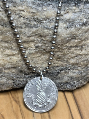 1981 Bahamas 5 Cents Vintage COIN PENDANT and chain Pineapple. A1 | eBay