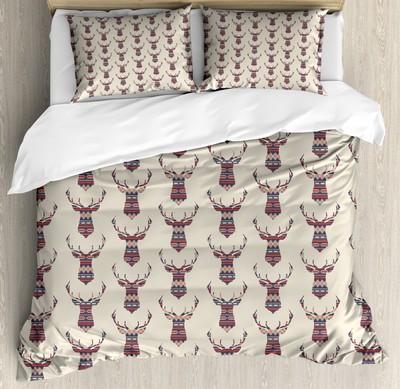 Deer Duvet Cover Set with Pillow Shams Ornate Ethnic Pattern Print | eBay