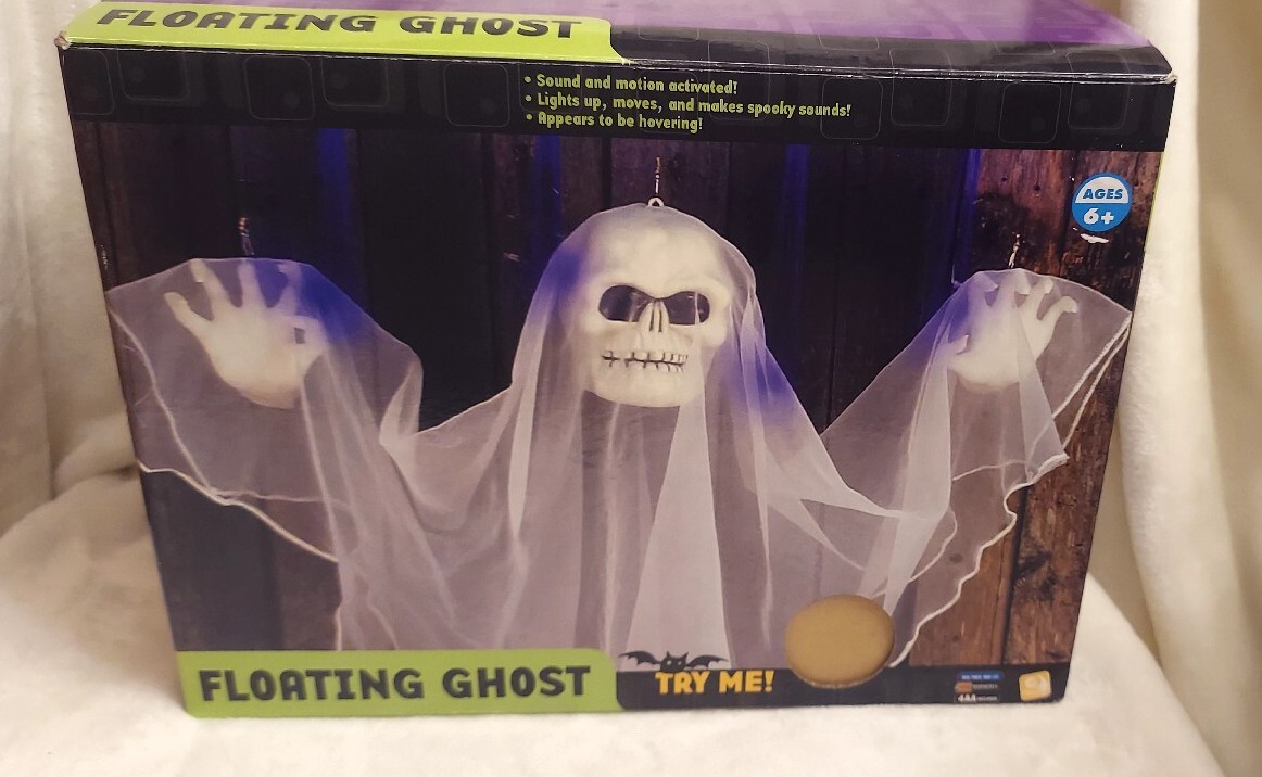 2005 Gemmy Floating Ghost Halloween Prop Motion Activated Lights Sounds ...