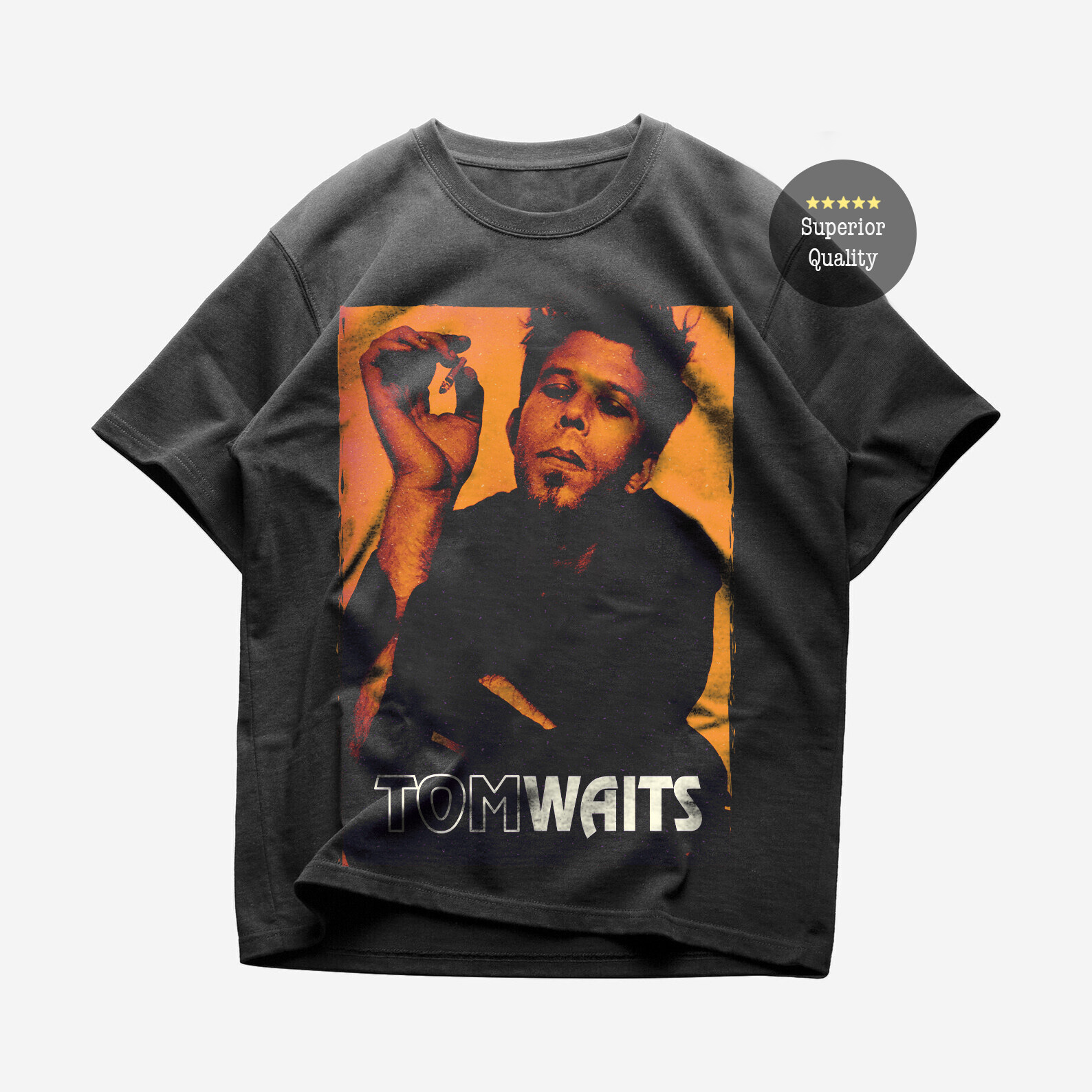 Tom Waits T-Shirt - Vintage Music Tee - Young Tom Waits Smoking Tee ...