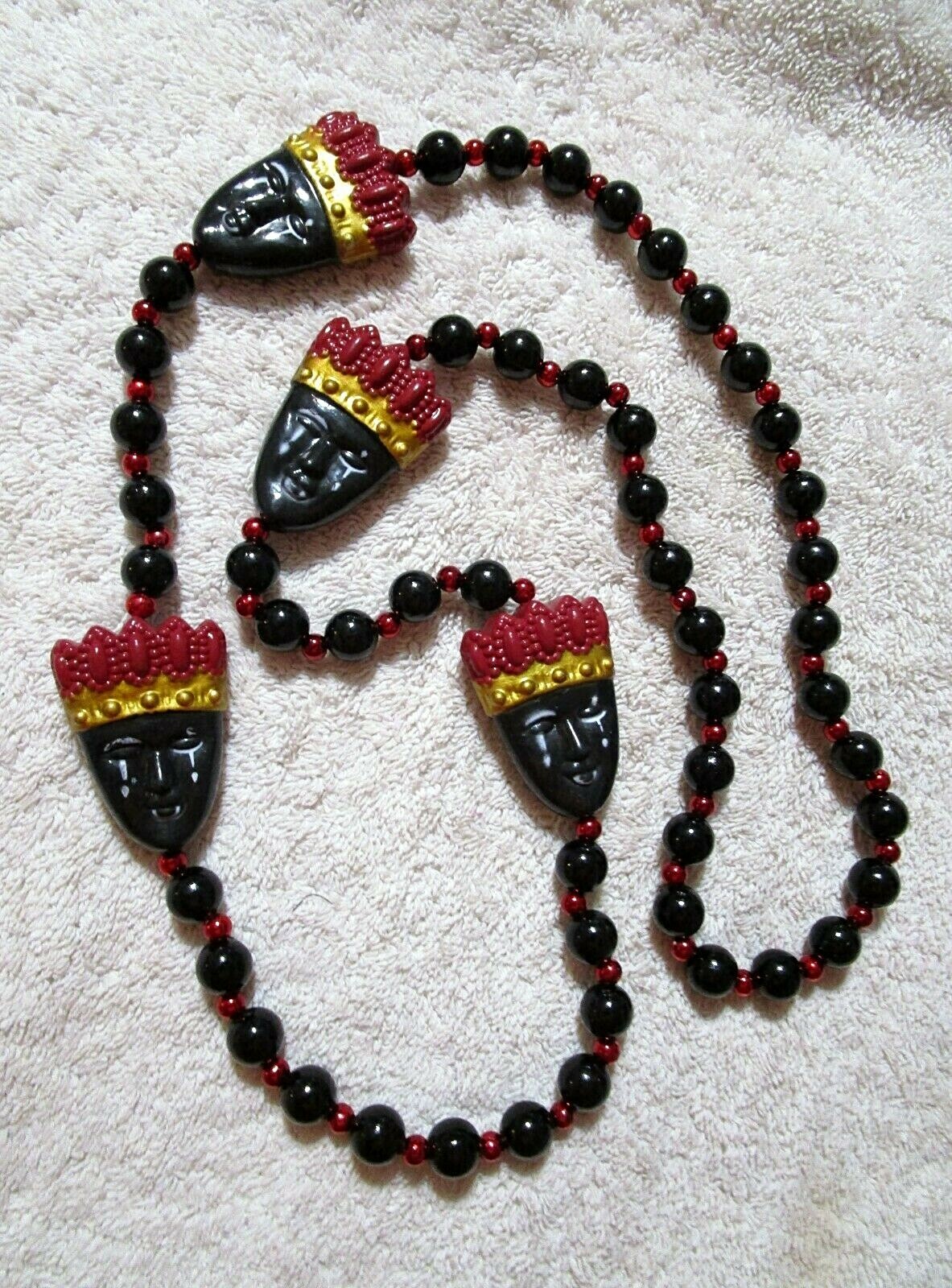 "ZULU WARRIOR KINGS" MARDI GRAS NECKLACE BEAD CROWN PRINCE SHAKA TRIBAL ...