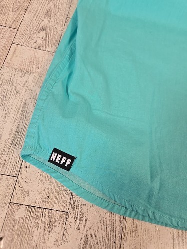 Neff Mickey Mouse Shirt LARGE Button Down Disney Coral Teal Short ...