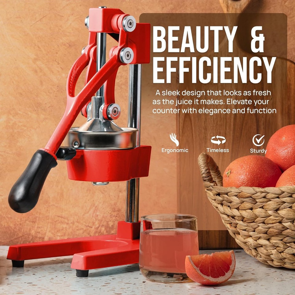 Zulay Kitchen Cast-Iron Orange Juice Squeezer - Sturdy Manual Citrus ...