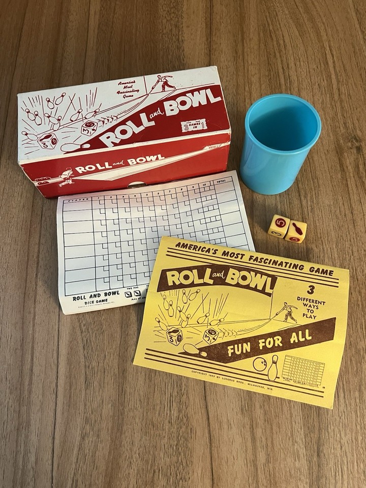 Luderus Bros Roll and Bowl Dice Bowling Game Vintage 1953 Complete in ...
