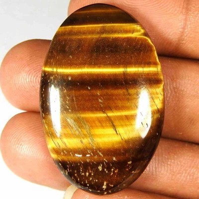 45.65Cts100%Natural Golden Brown Tiger Eye Oval Cabochon Loose Gemstone ...