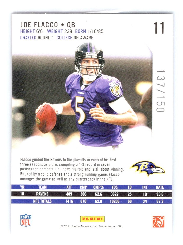 2011 Rookie & Stars Football #11 Joe Flacco Red 137/150 Ravens | eBay