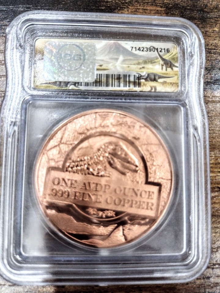 ICG MS70 T-Rex 3D ULTRA HIGH RELIEF 1oz Copper Round. 1 of 5000 ...