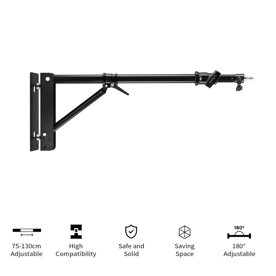 51" Triangle Wall Mount Boom Arm Stand Adjustable For Extensions Ring ...