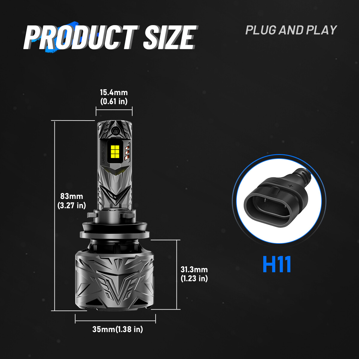 NOVSIGHT H11 H9 H8 LED Headlight Bulbs Low Beam Fog Light Lamp 240W ...