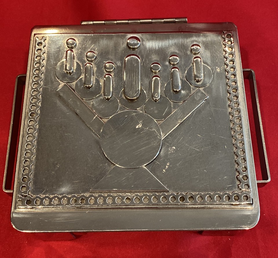 Vintage STANLEY SZWARC Stainless Steel Trinket/Jewelry Box W/Menorah 4. ...