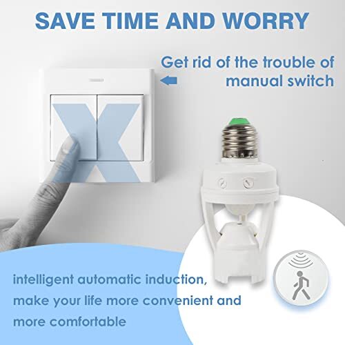 Screw-In Motion Detector Sensor Light Socket 360° for E26/E27 Lamp Bulb ...