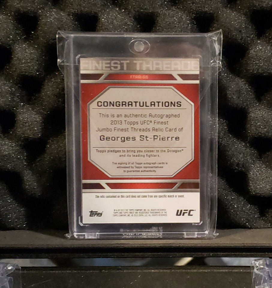 2013 TOPPS UFC FINEST GEORGES ST PIERRE JUMBO PATCH AUTO FIGHTER WORN ...