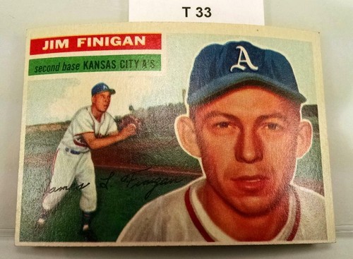 1956 TOPPS #22 JAMES FINIGAN SECOND BASE KANSAS CITY ATHLETICS BASEBALL ...
