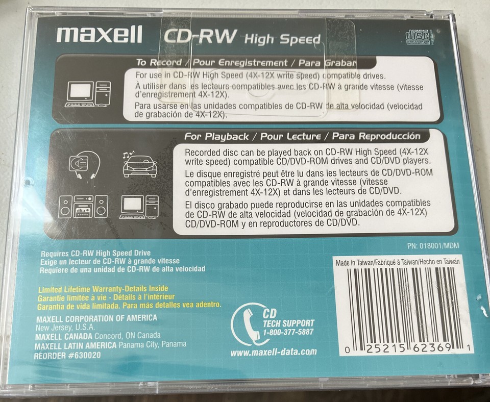 Maxell CD-RW Rewritable Media 700MB High Speed 4x-12x Sealed Old Stock ...