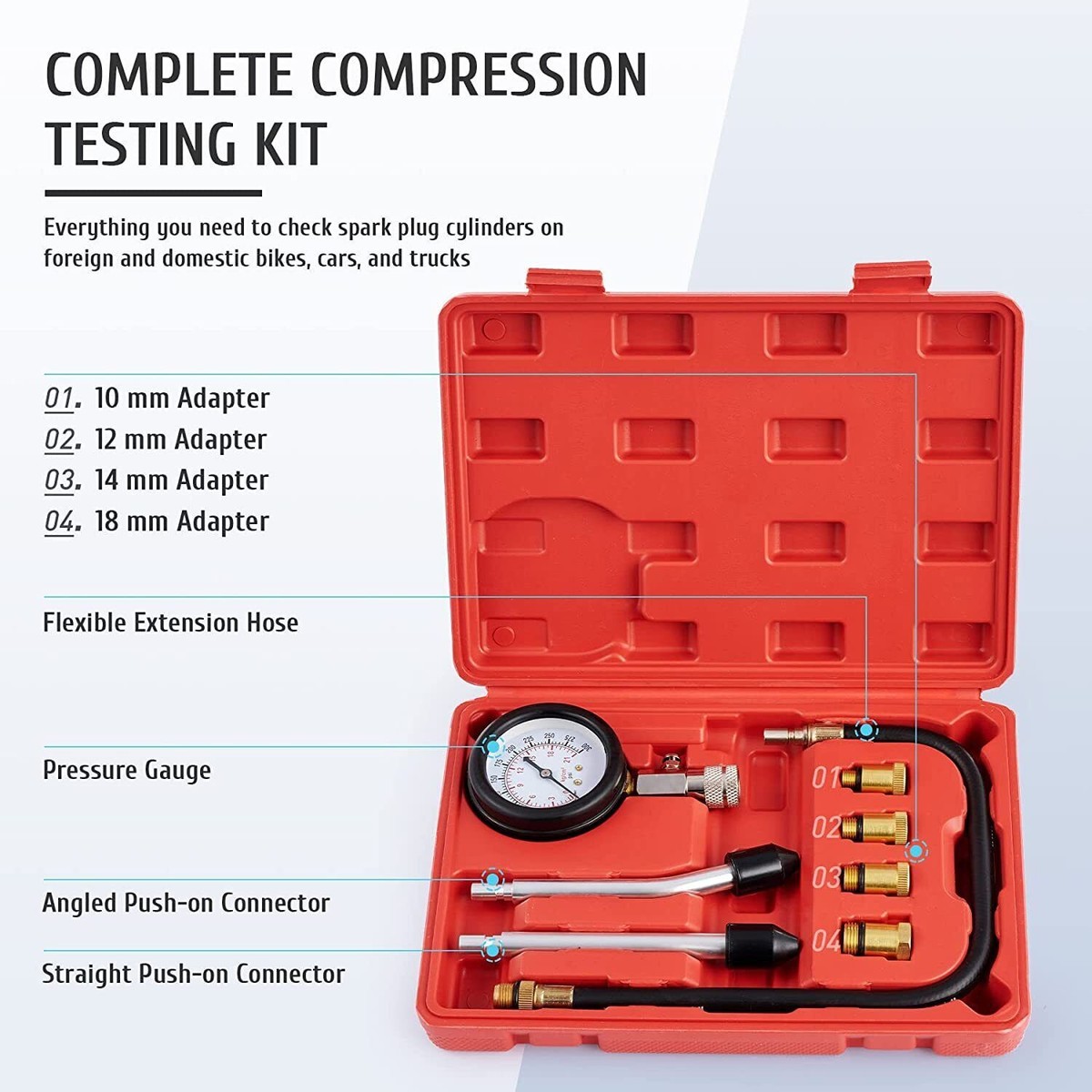 Compression Tester Small Engine JIFETOR , Engine Cylinder Test Tool ...