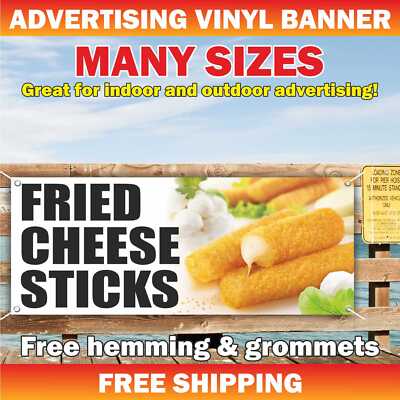FRIED CHEESE STICKS Advertising Banner Vinyl Mesh Sign deep fry fast ...