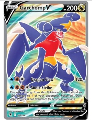 Pokémon TCG Garchomp V Sword & Shield 178/189 Holo Full Art Ultra Rare ...